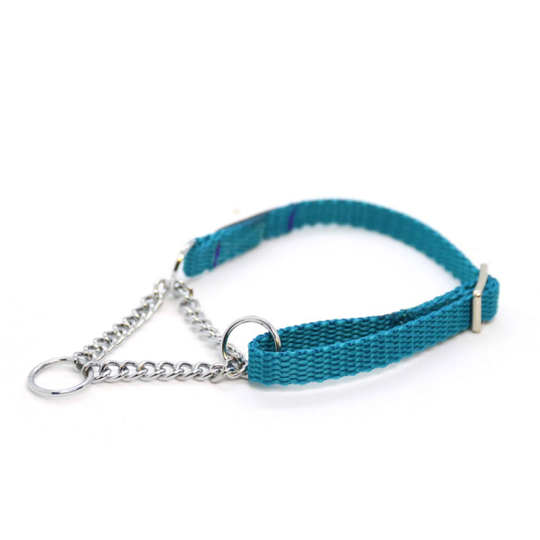 Adjustable half-choke collar turquoise 10mm / 20-39cm